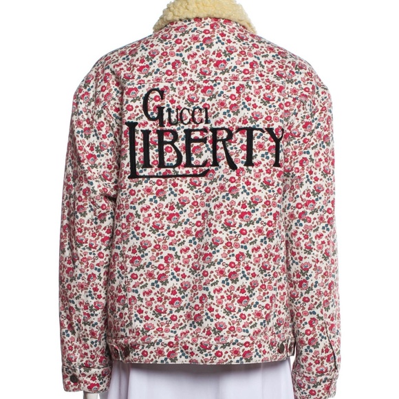 Gucci | Jackets & Coats | Gucci Liberty London Floral Denim Shearling ...
